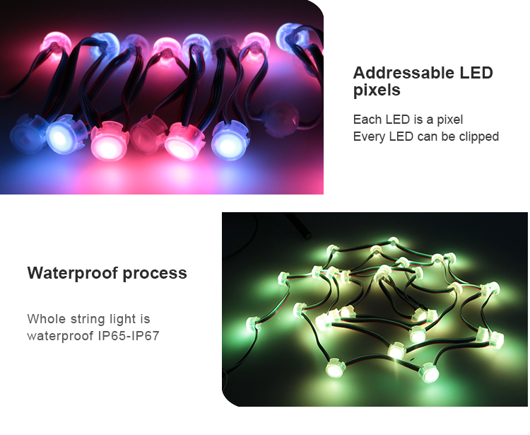 Outdoor Amusement Pixel Light 20mm Cabochon Park Lights SMD5050 RGB 12V ...