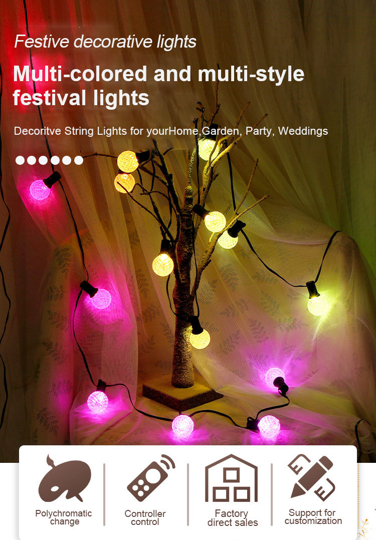 G40 40mm Christmas Light RGB SK9822 GS8208 IP67 5V 12V Led Pixel String ...